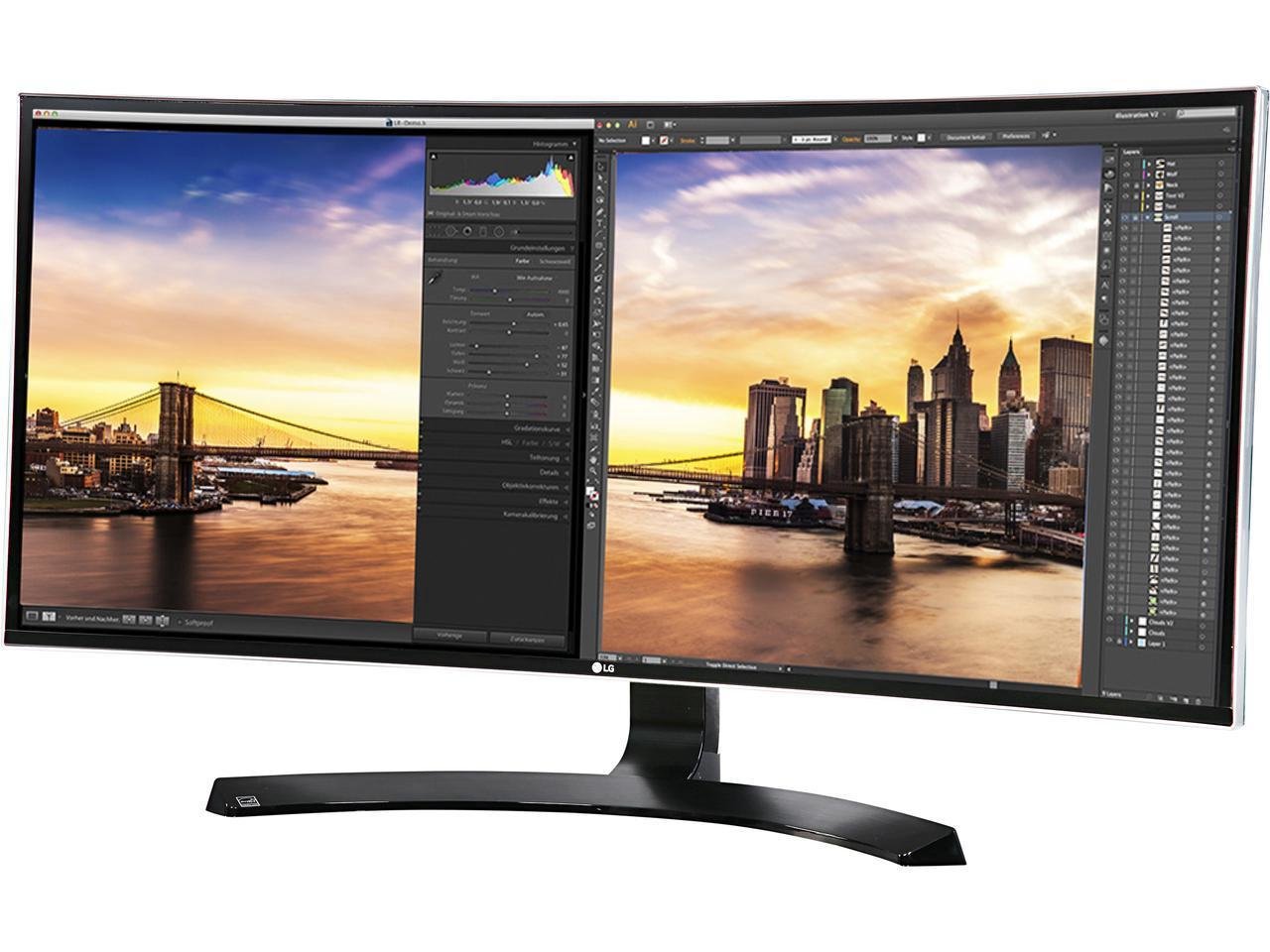 LG 34UC88 34 Curved FreeSync IPS Monitor 3440 x 1440 WQHD 5ms 21:9 ...
