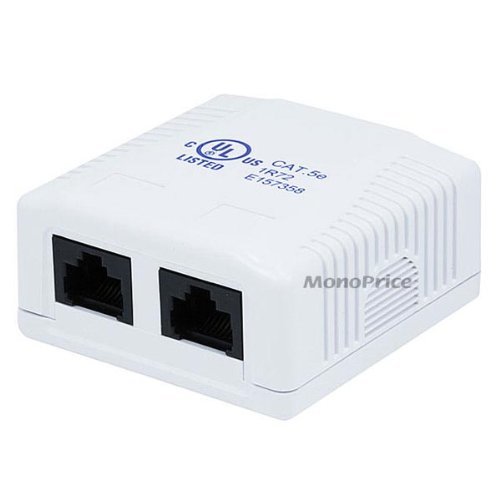 MonoPrice 7091 Cat5e Double Surface Mount Box / RJ45 Biscuit Jack : www ...