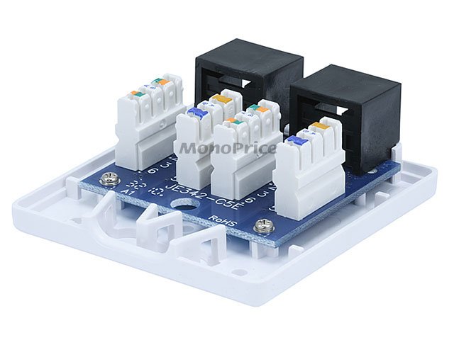 MonoPrice 7091 Cat5e Double Surface Mount Box / RJ45 Biscuit Jack : www ...