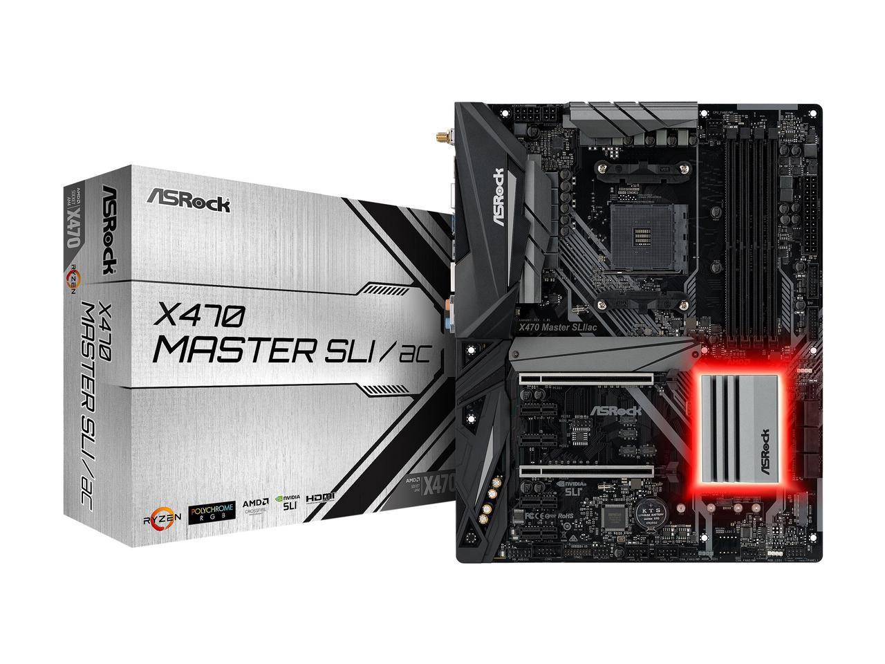 ASRock X470 Master SLI/AC AM4 AMD Promontory X470 SATA 6Gb/s USB 3.1 ...