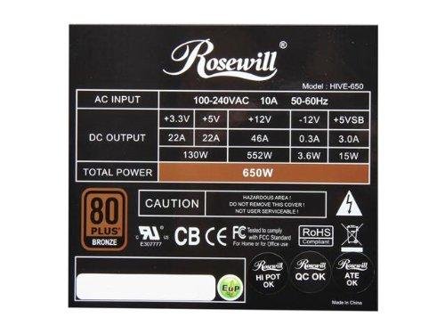 Rosewill HIVE 650W 80+ Bronze Semi-Modular ATX Power Supply Hive-650S ...